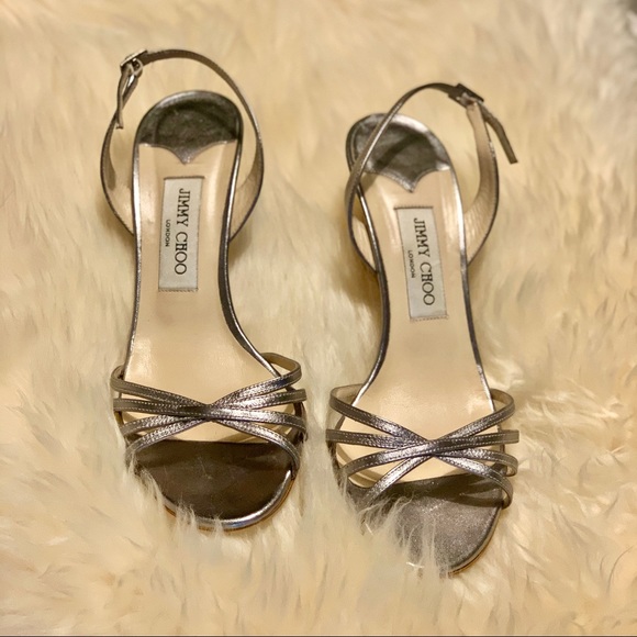 Jimmy Choo | Shoes | Jimmy Choo Silver Leather Slingback Sandals | Poshmark